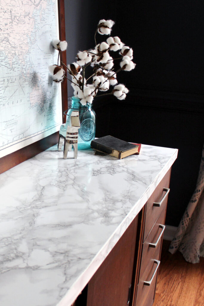 Faux Marble Contact Paper Tabletop